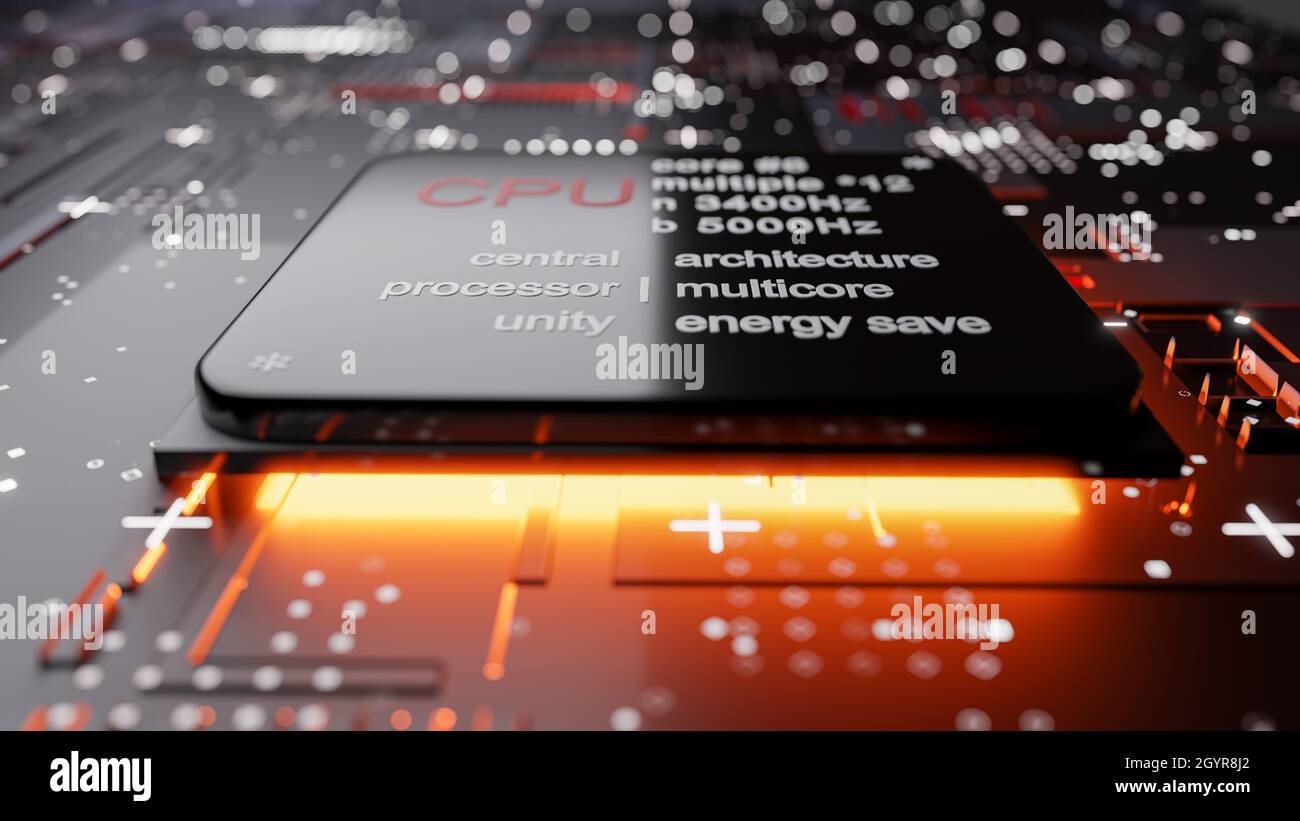 Abstract CPU with glow from below Stock Photo - Alamy