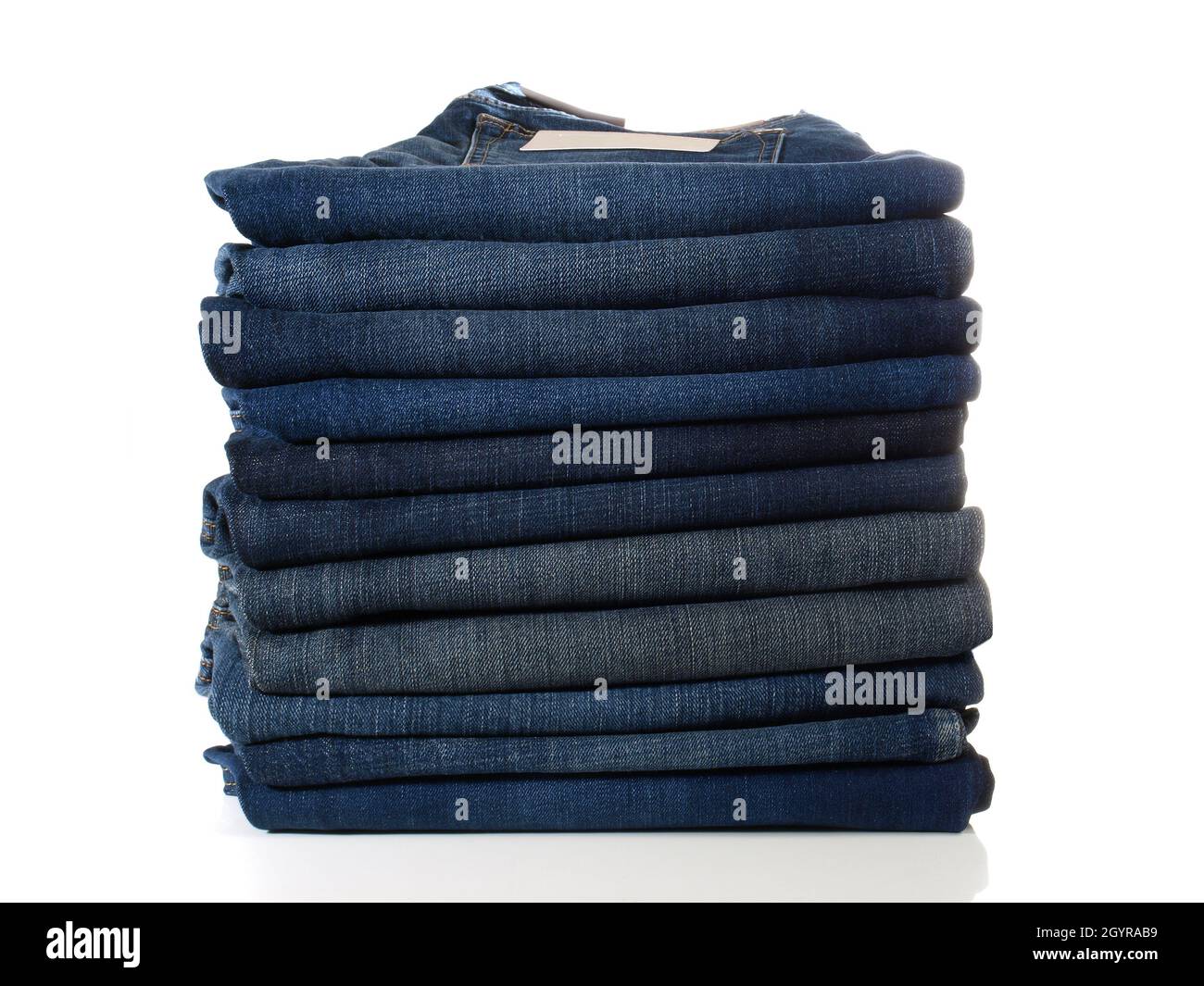 Blue Jeans Stack isolated on white Background Stock Photo - Alamy