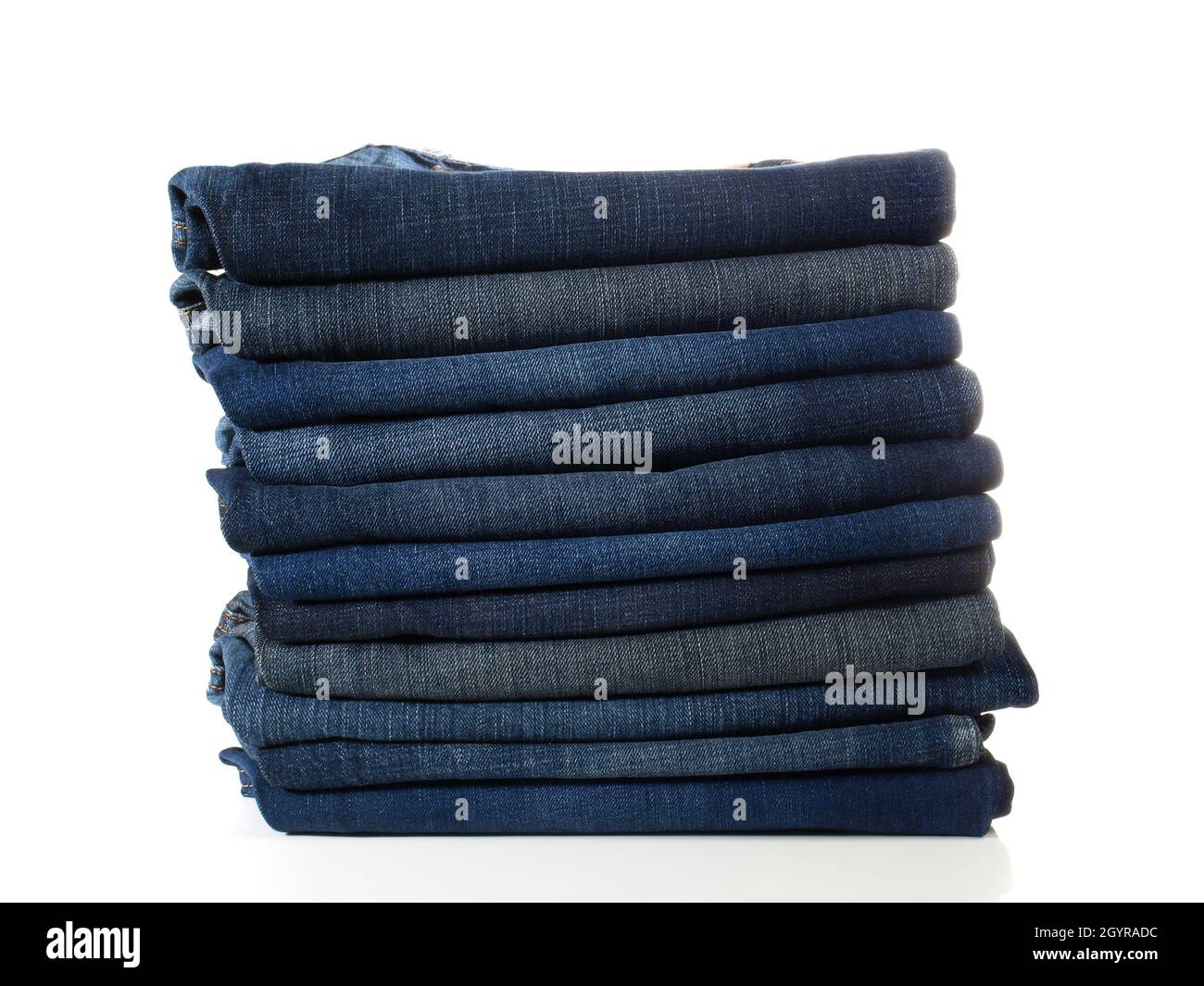 Blue Jeans Stack isolated on white Background Stock Photo - Alamy