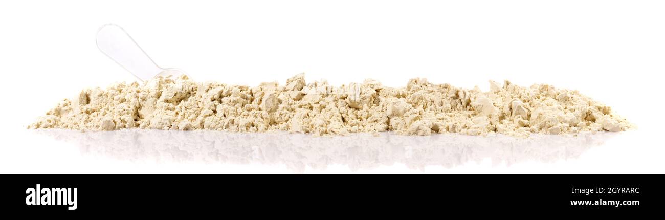 Protein Powder Banner isolated on white Background Stock Photo - Alamy