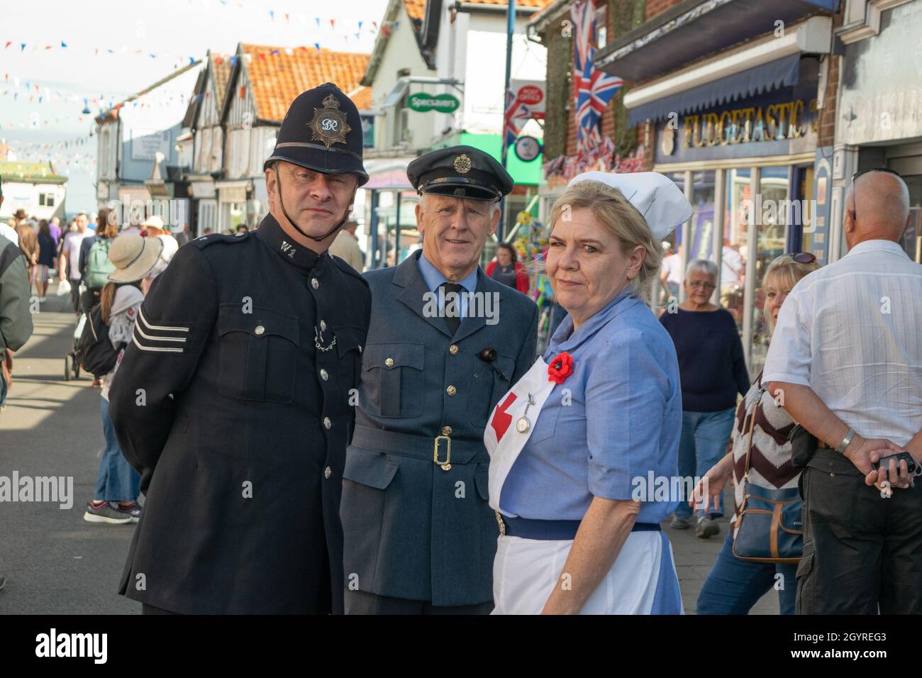 Sheringham, Norfolk, UK - SEPTEMBER 14 2019: Men in vintage police ...