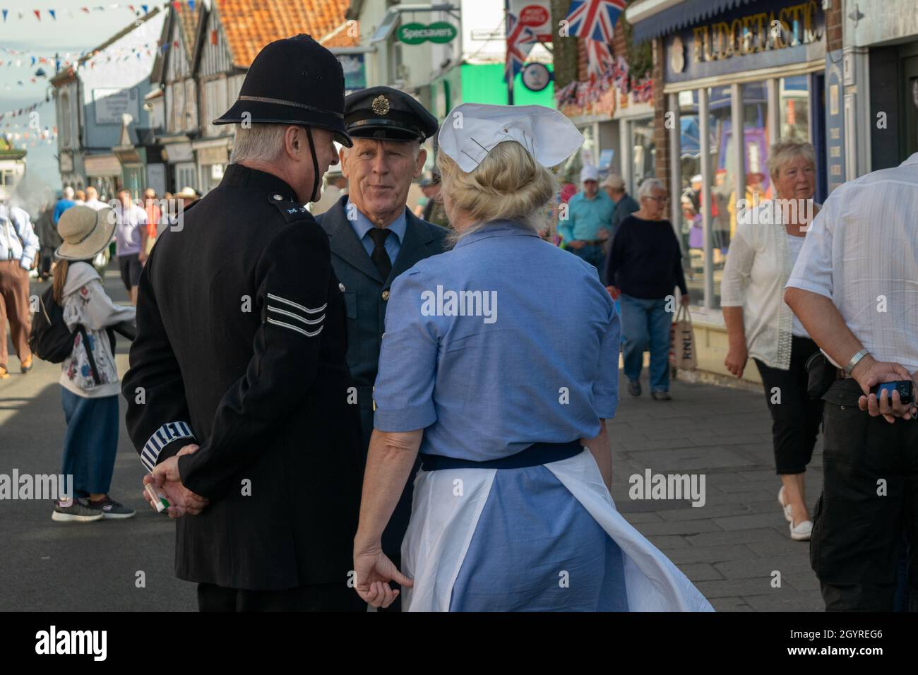 Sheringham, Norfolk, UK - SEPTEMBER 14 2019: Men in vintage police ...