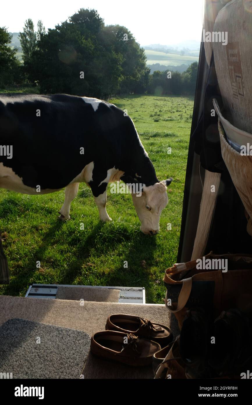 Motorhome wild camping on a motorhoming staycation holiday on a farm in ...