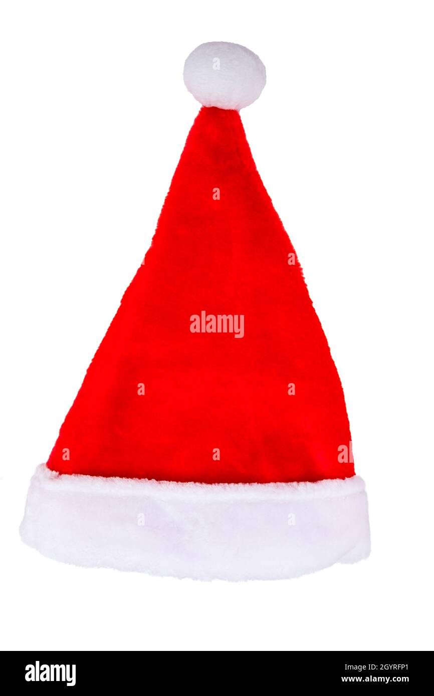 Red white santa claus cap miter isolated on white background Stock ...