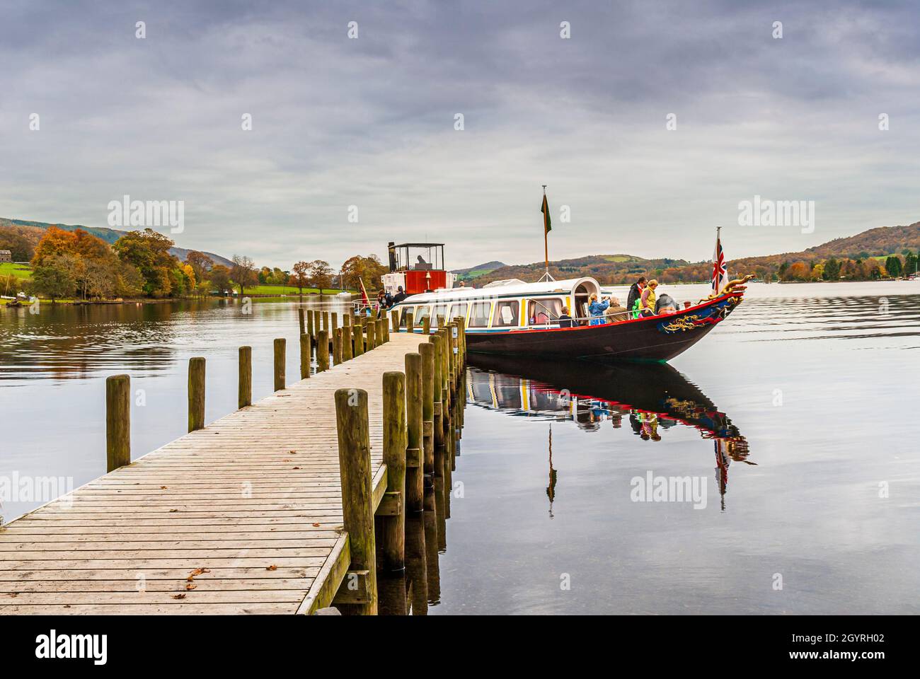 The Steam yacht 'Gondola' on Coniston Water in the English Lake ...