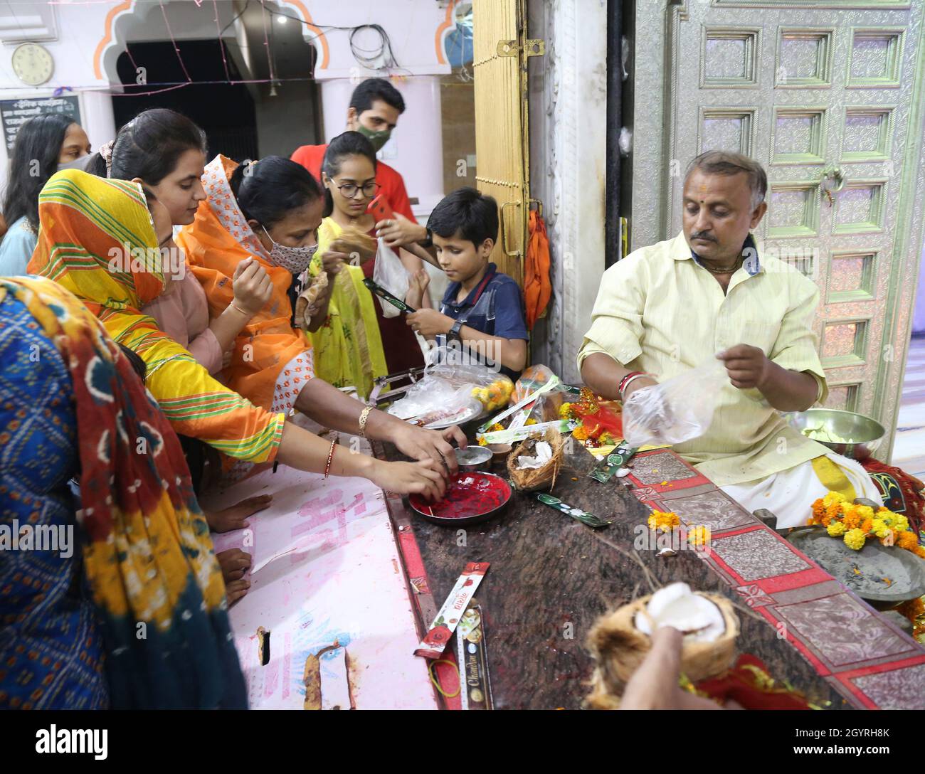 Beawar, Rajasthan, India, October 8, 2021: Hindu devotees offers ...