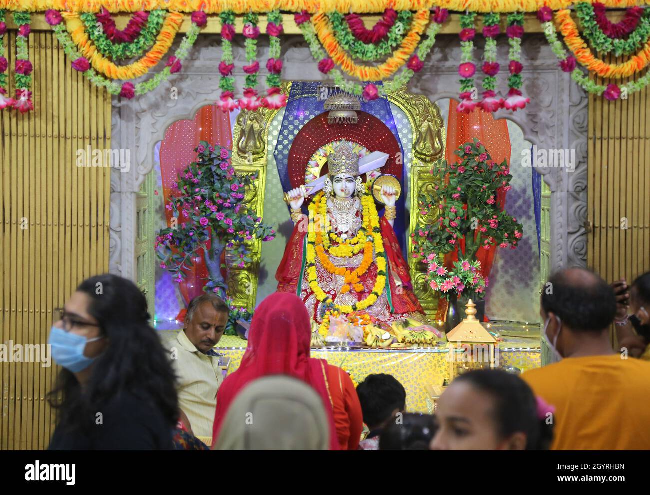 Beawar, Rajasthan, India, October 8, 2021: Hindu devotees offers ...