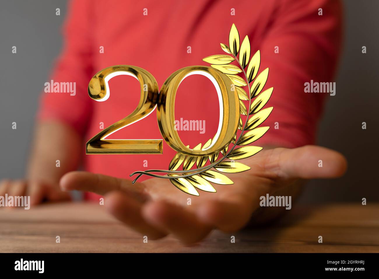 3d illustration of a golden 20 number, 20-anniversary Stock Photo - Alamy
