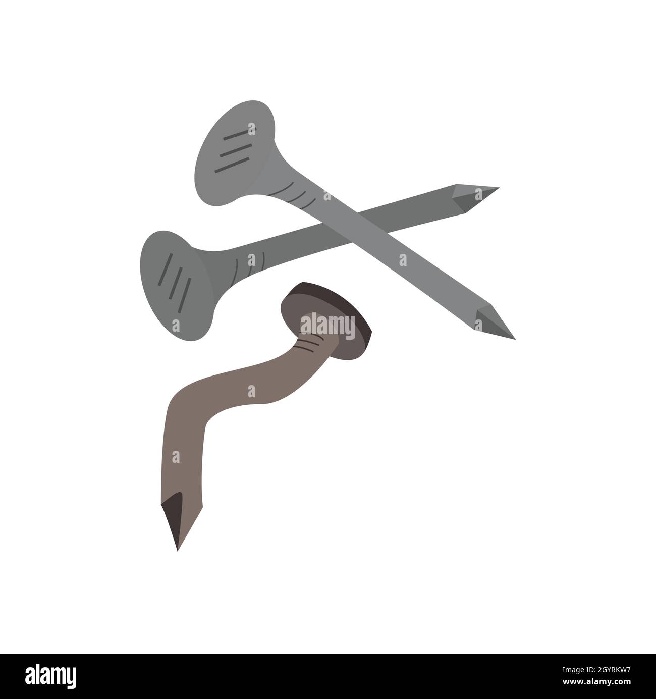 three nails in flat design isolated on white background vector ...