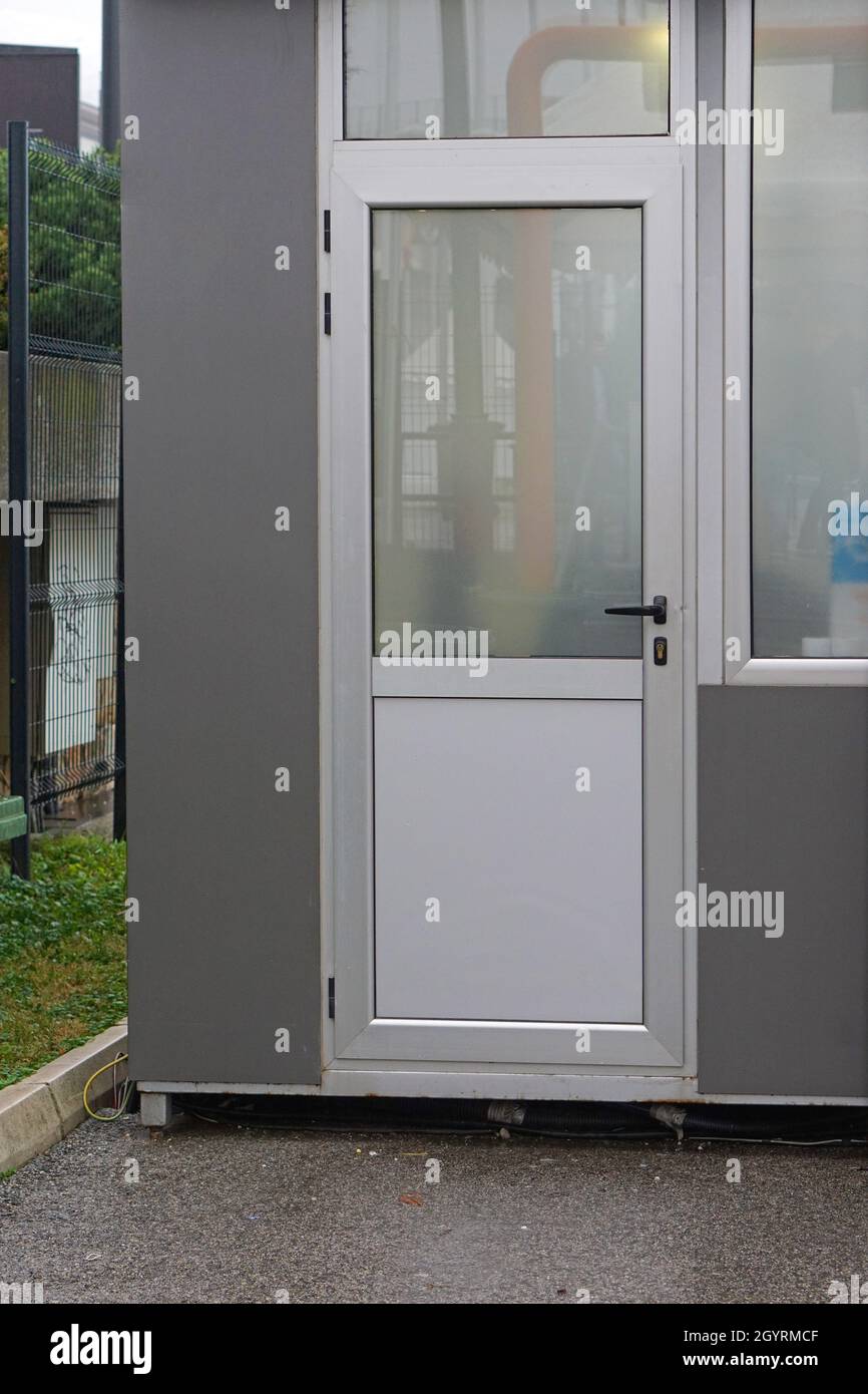 Aluminum metal door frame with glass window struture Stock Photo - Alamy