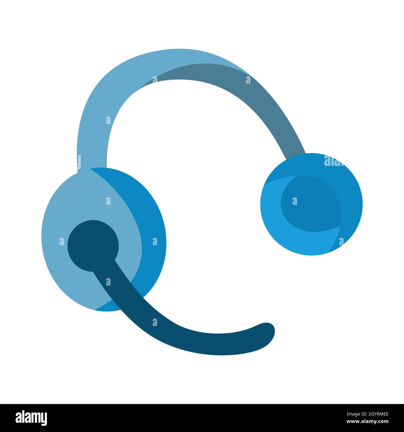 Headphones isolated blue cartoon flat headset vector drawing Stock ...