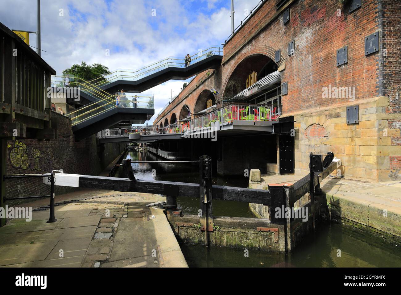 Lock 90 on the Rochdale canal, Central Manchester, Lancashire, England ...