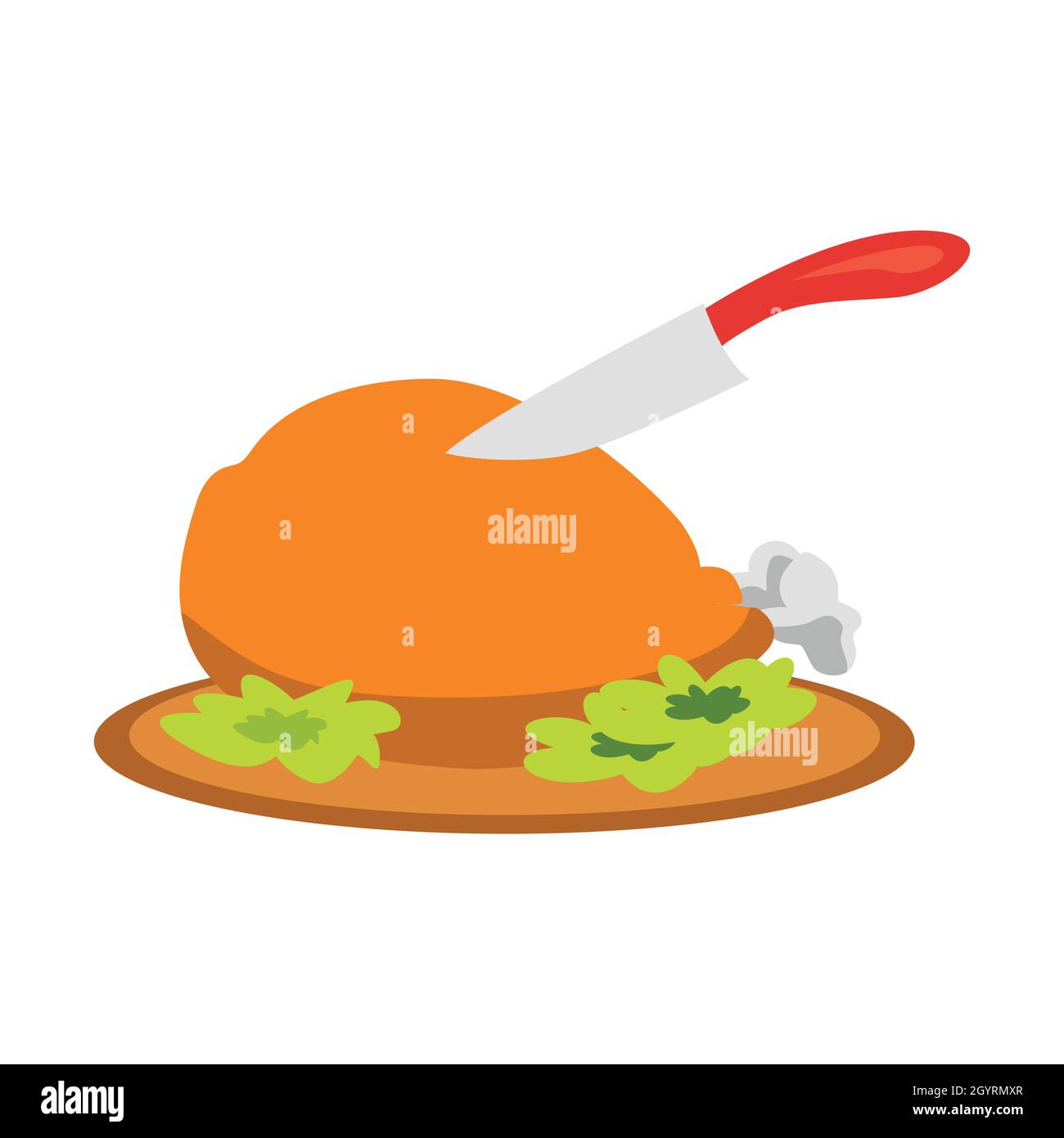 Fried chicken or turkey in flat style design vector drawing ...