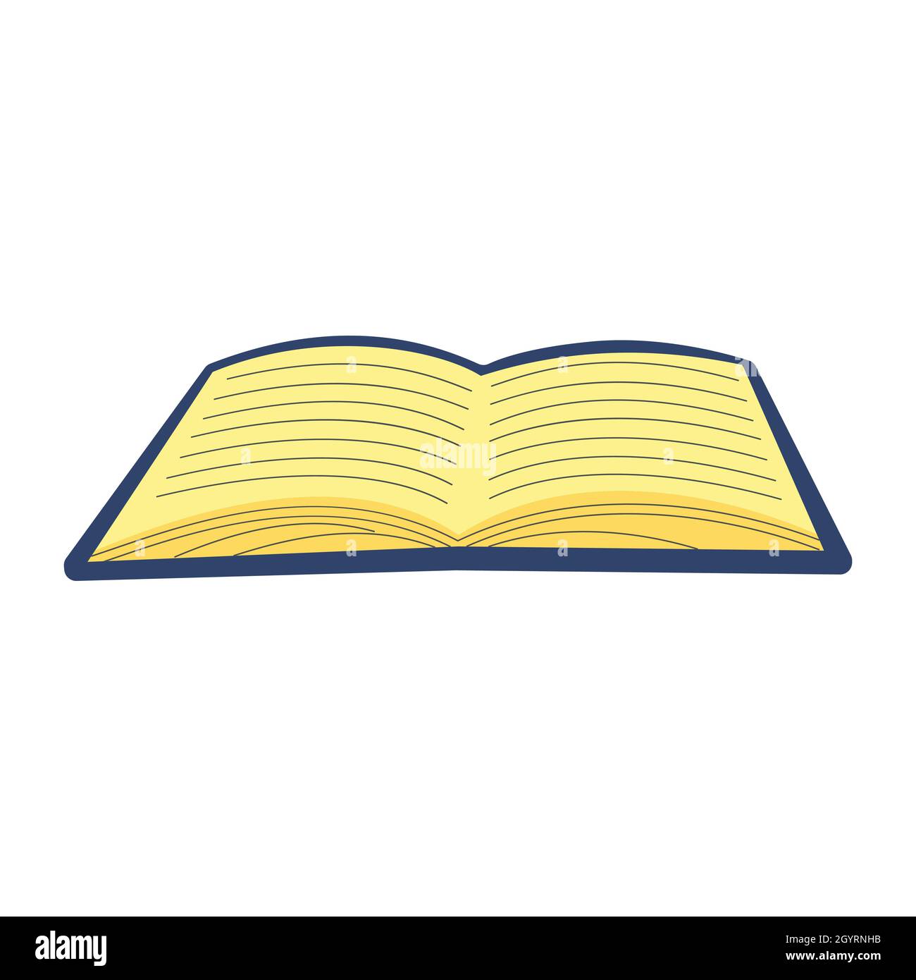 Vector illustration of a flat open book design with a cartoon style ...