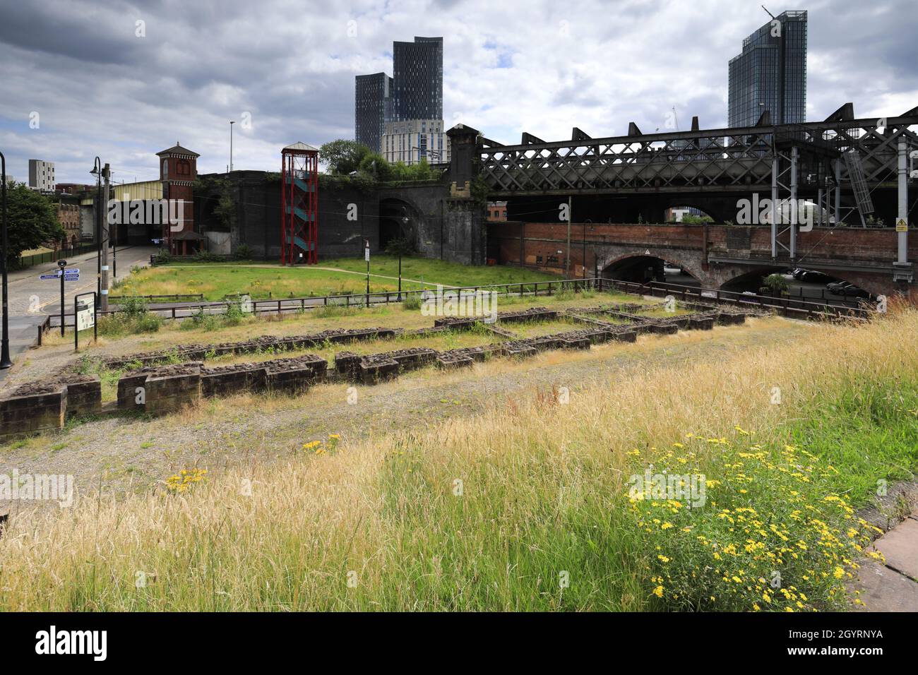 The site of the old Roman fort of Mancunium, Castlefield, Manchester ...