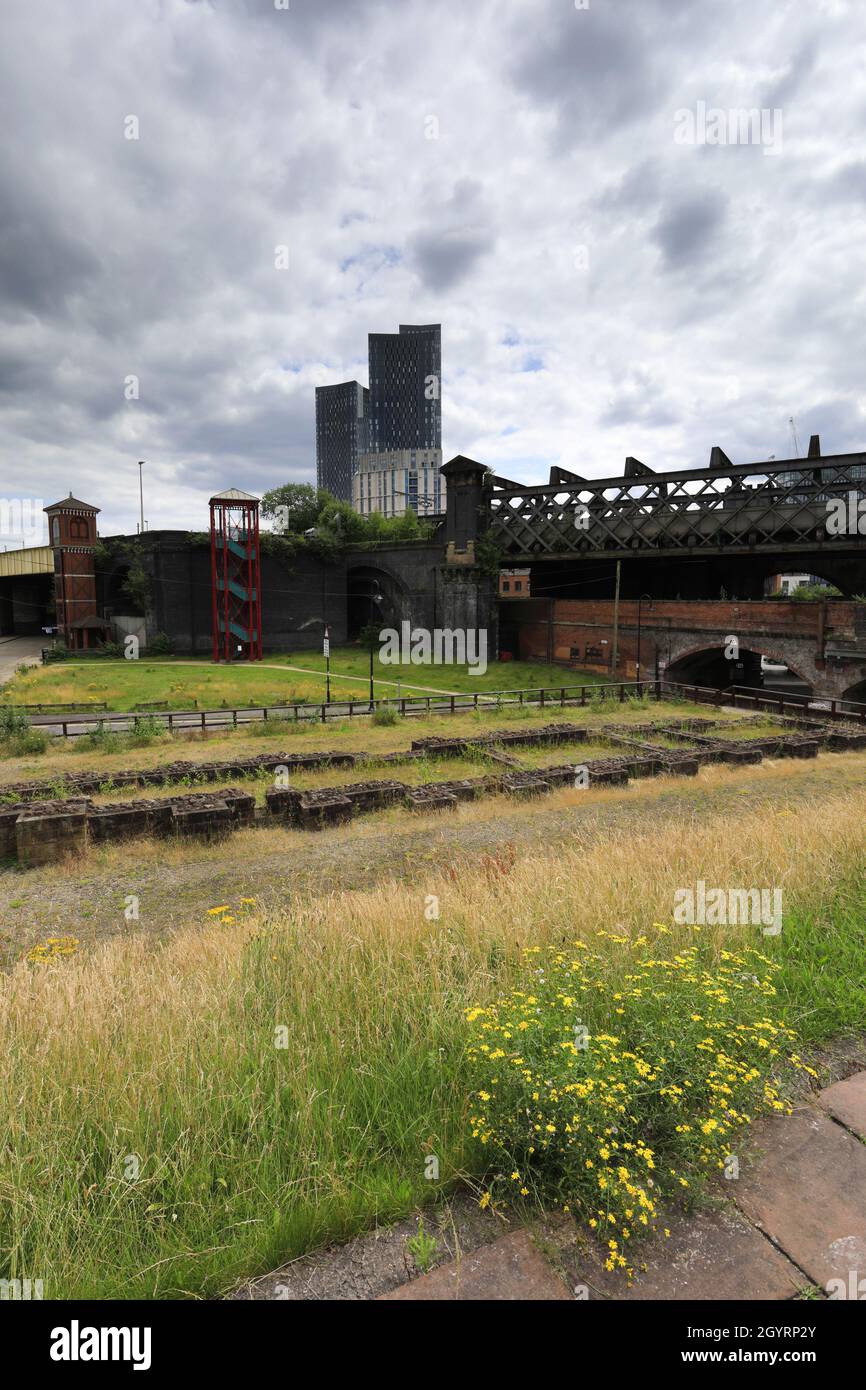The site of the old Roman fort of Mancunium, Castlefield, Manchester ...