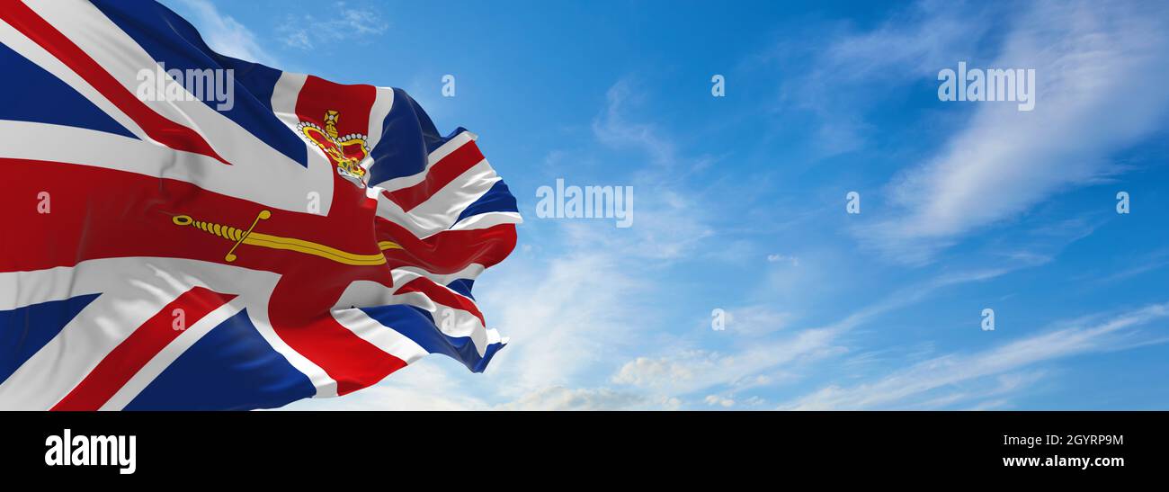 flag of United Kingdom Lord Lieutenant at cloudy sky background on ...