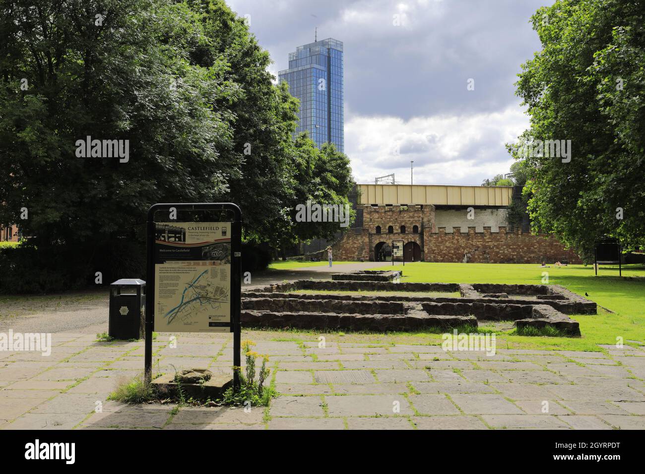 The site of the old Roman fort of Mancunium, Castlefield, Manchester ...