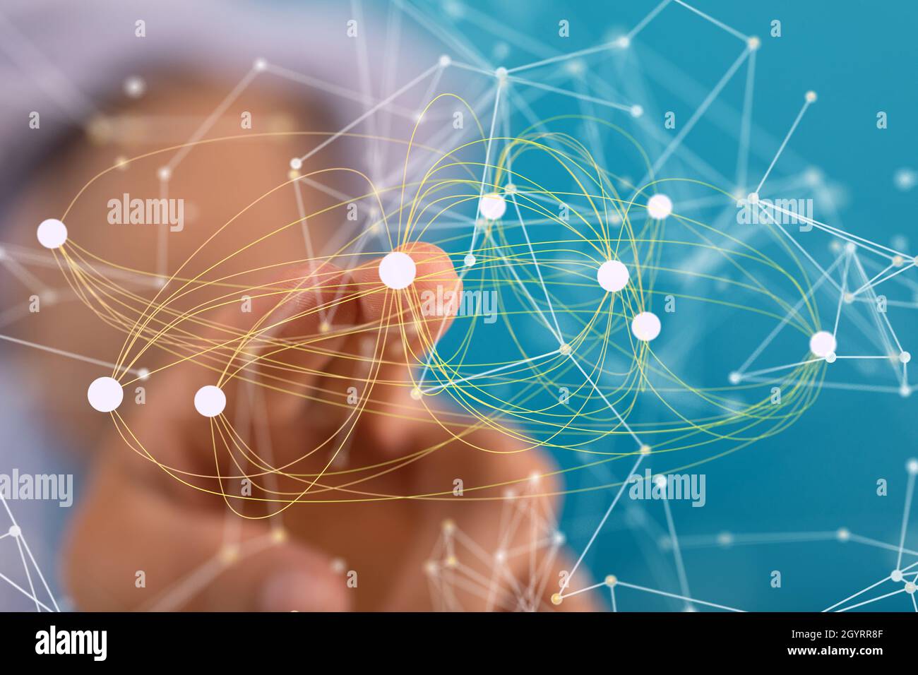 3d illustration of networking technology, organization team chart ...