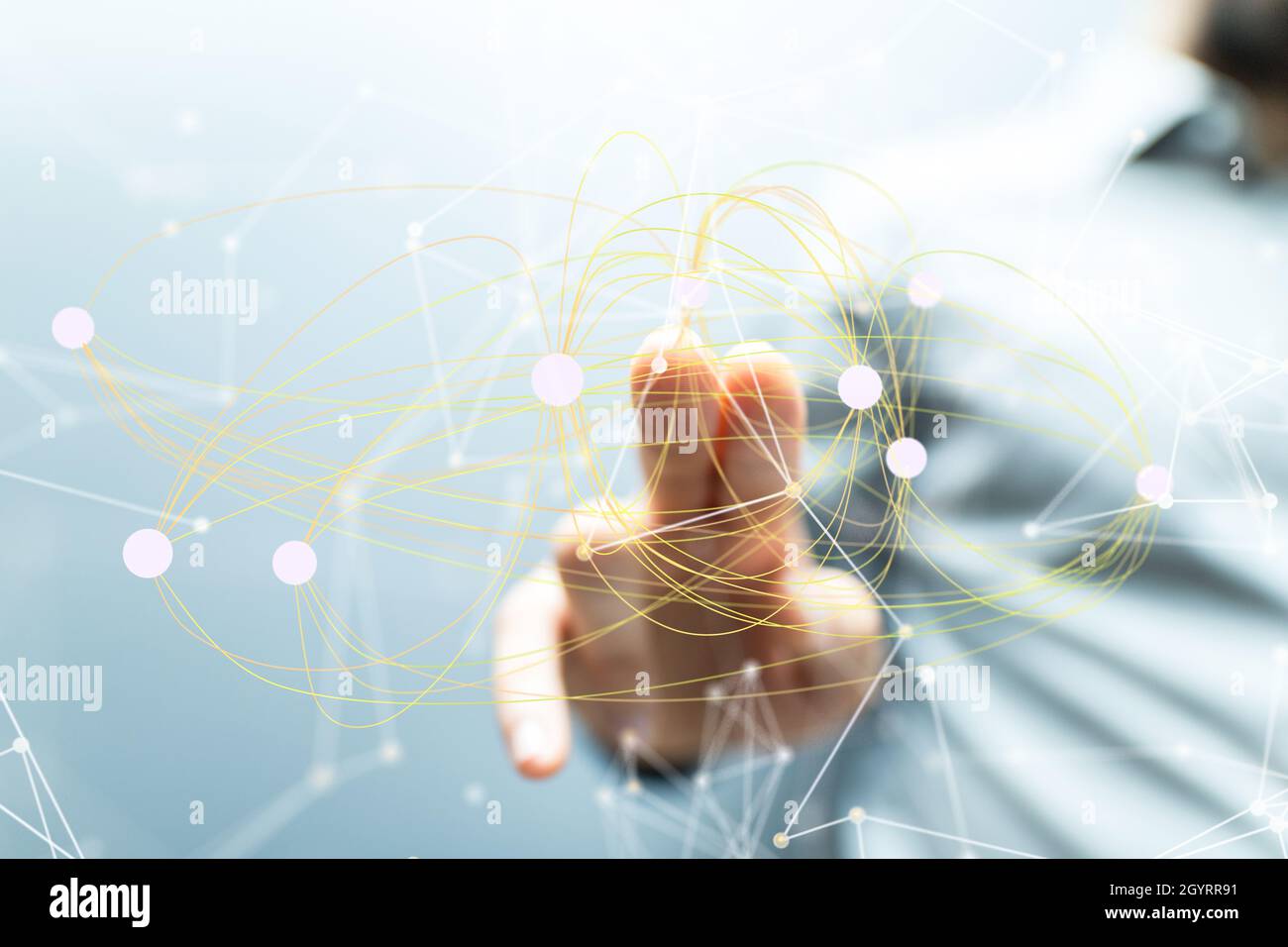 3d illustration of networking technology, organization team chart ...