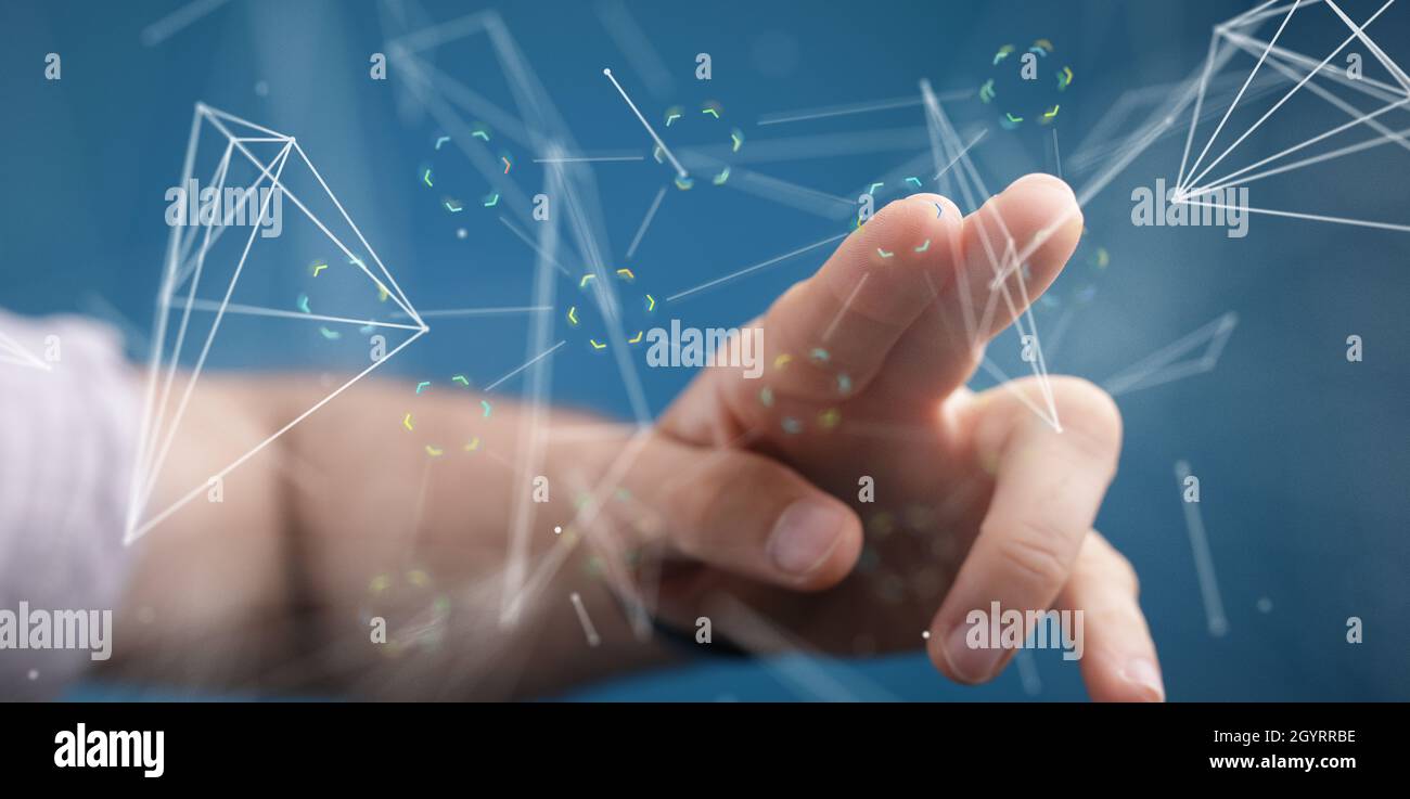 3d illustration of networking technology, organization team chart ...