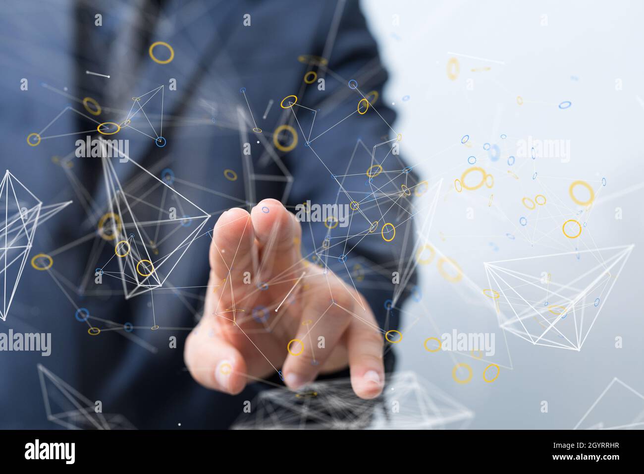3d illustration of networking technology, organization team chart ...