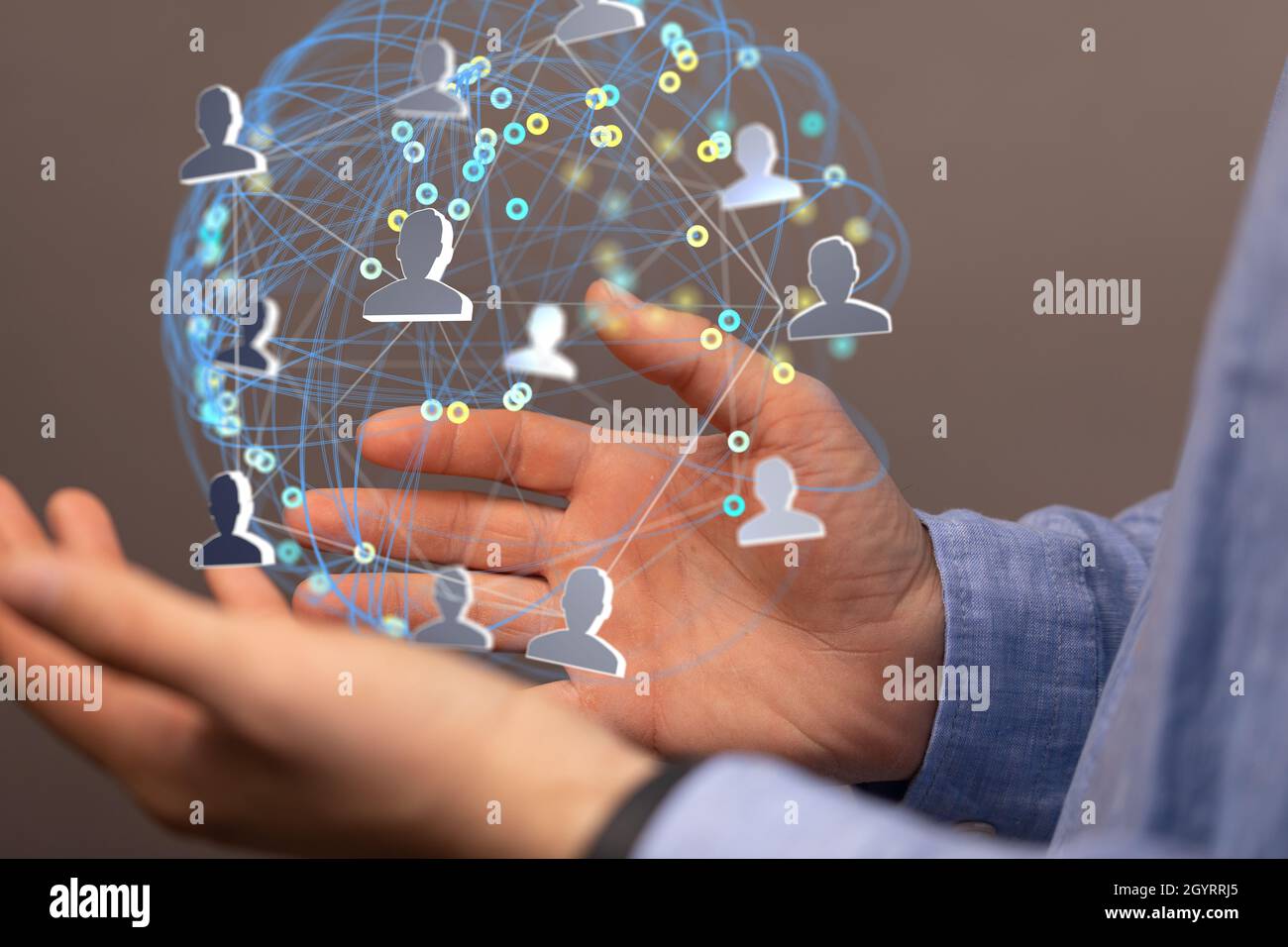 3d illustration of a digital sphere floating near hands, digital ...