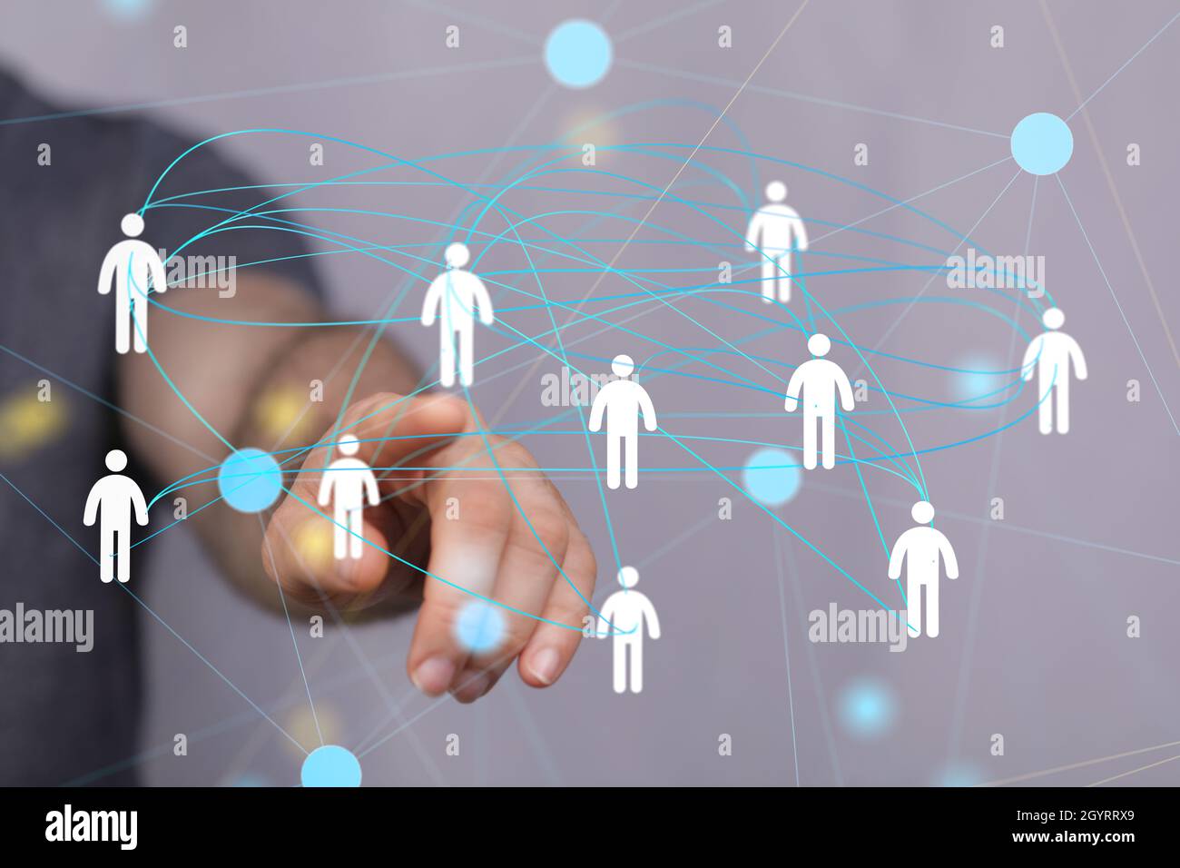 3d illustration of networking technology, organization team chart ...