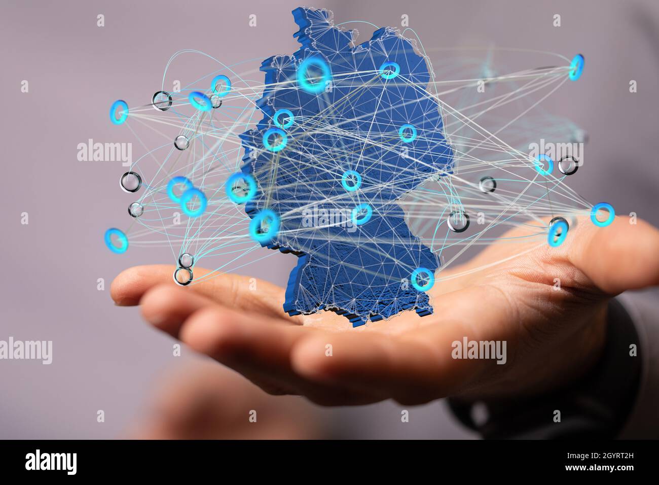 3d abstract of the map of Germany, internet and global connection ...