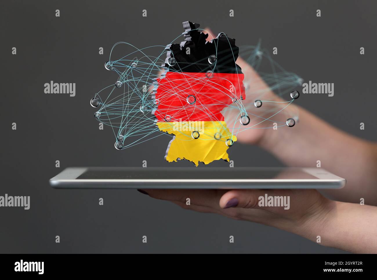 3d abstract of the map of Germany, internet and global connection ...