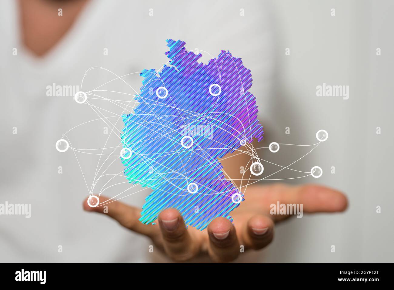 3d abstract of the map of Germany, internet and global connection ...