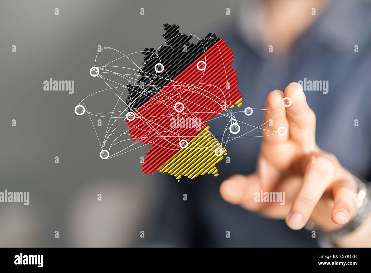 3d abstract of the map of Germany, internet and global connection ...