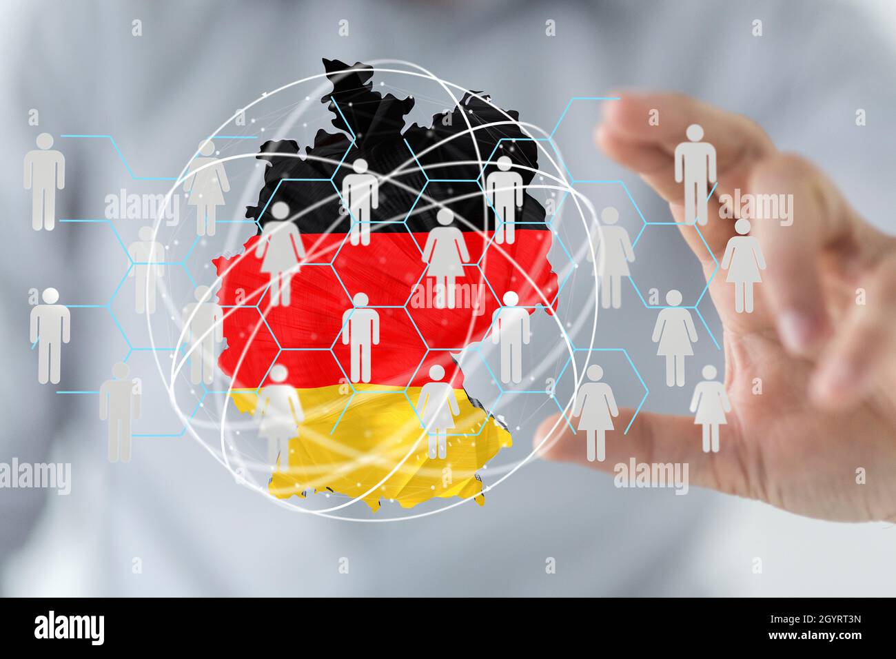 3d abstract of the map of Germany, internet and global connection ...
