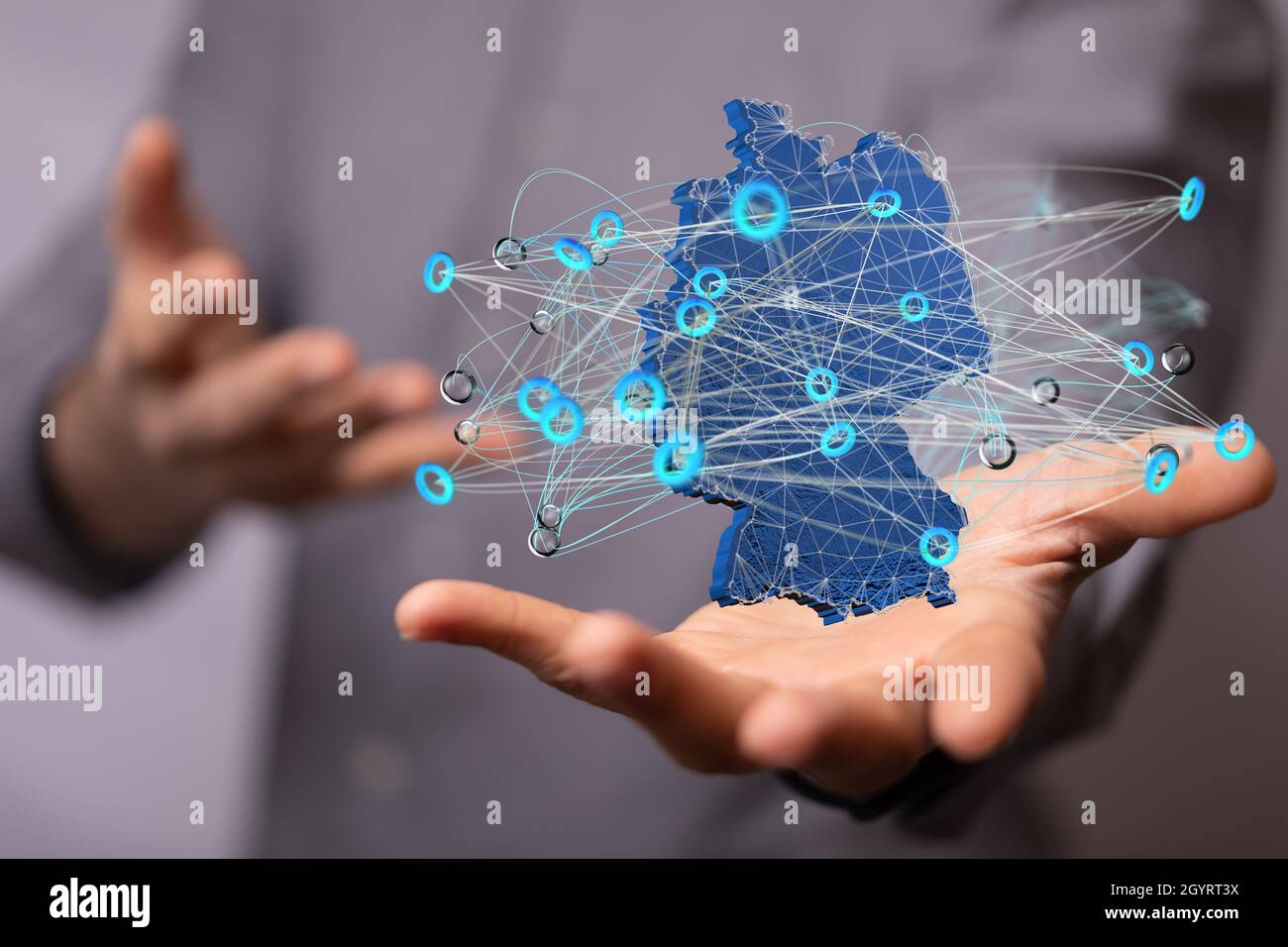 3d abstract of the map of Germany, internet and global connection ...