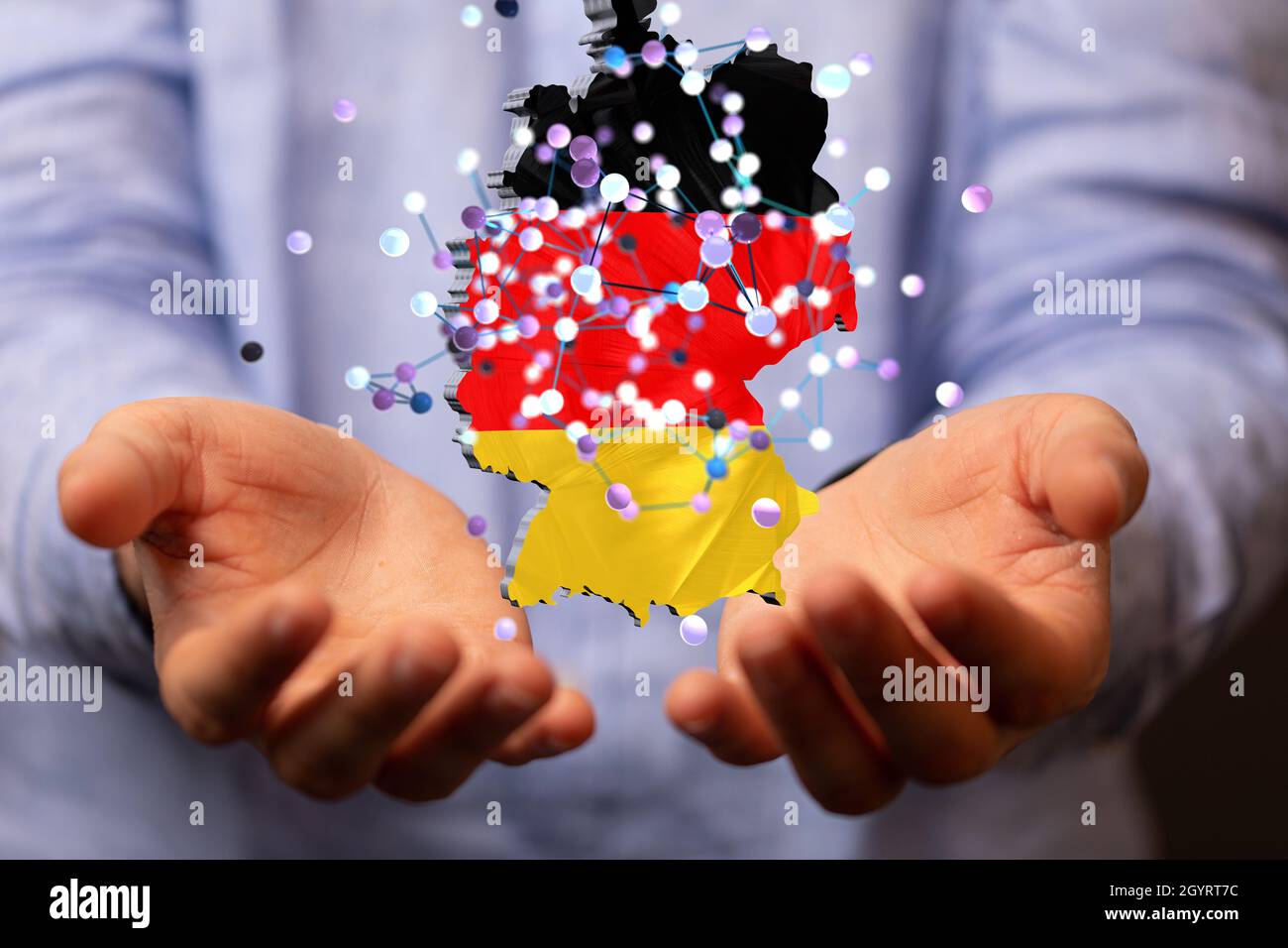 3d abstract of the map of Germany, internet and global connection ...