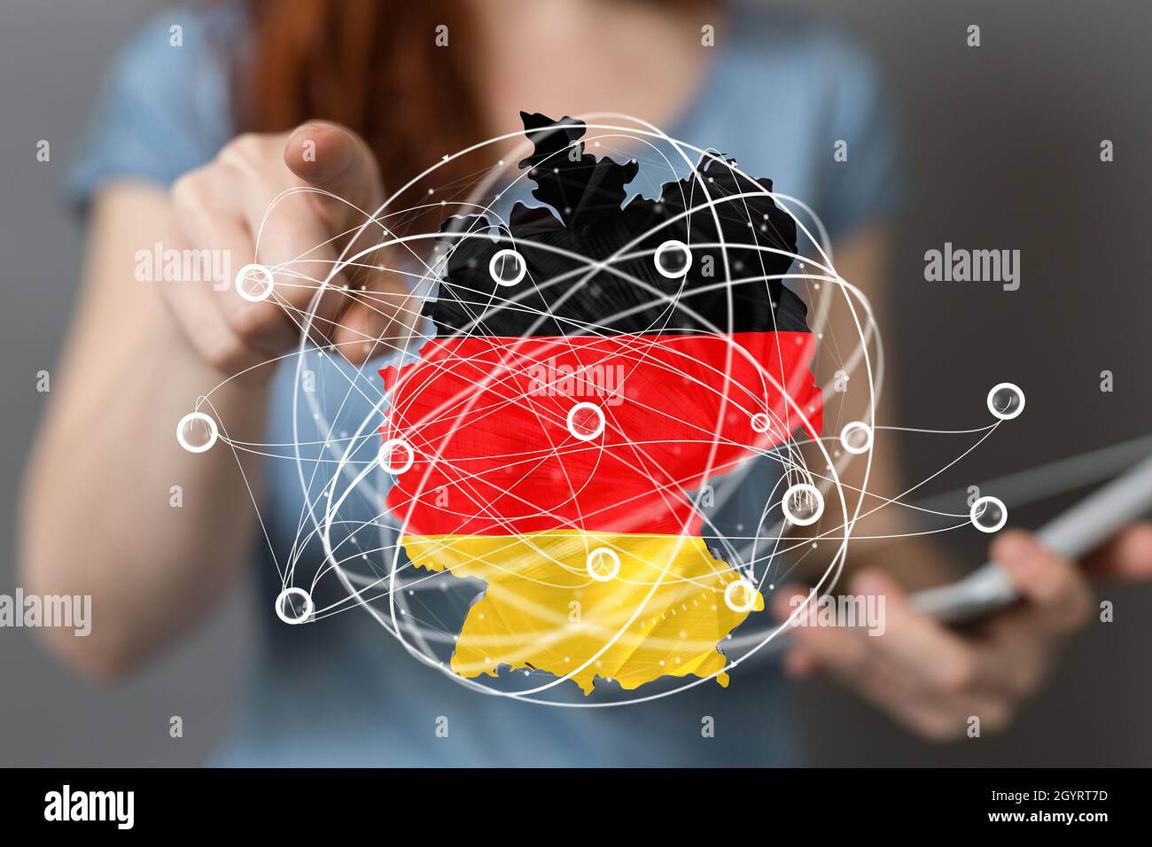 3d abstract of the map of Germany, internet and global connection ...