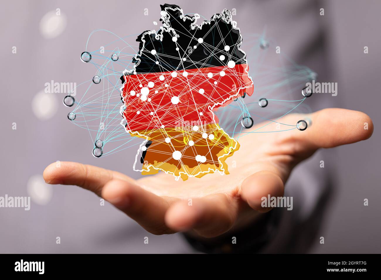 3d abstract of the map of Germany, internet and global connection ...