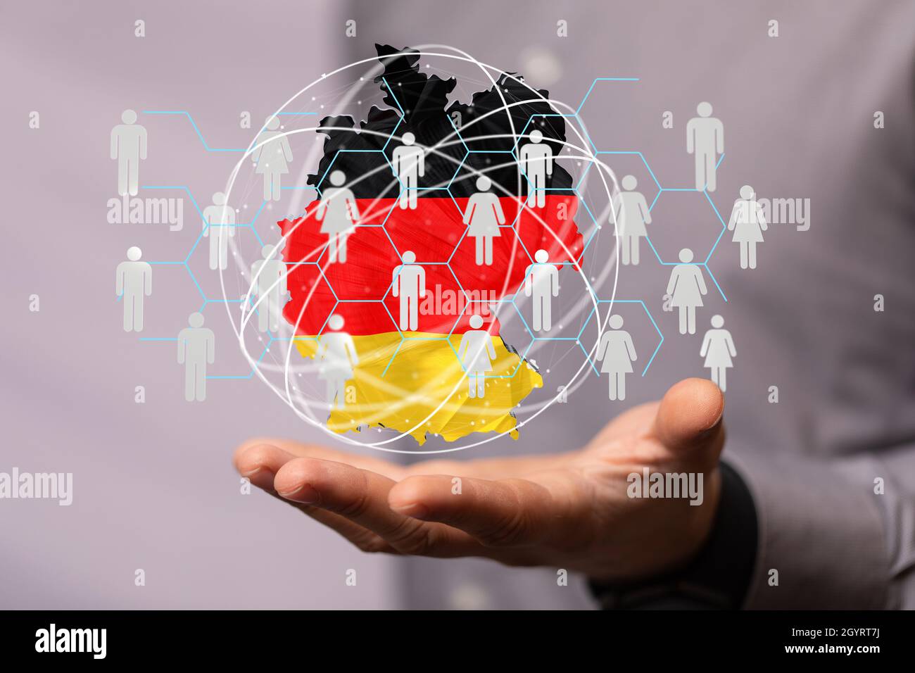 3d abstract of the map of Germany, internet and global connection ...
