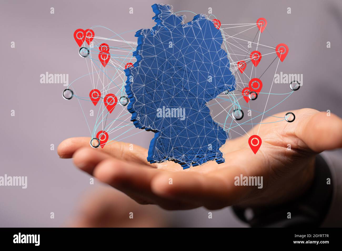 3d abstract of the map of Germany, internet and global connection ...