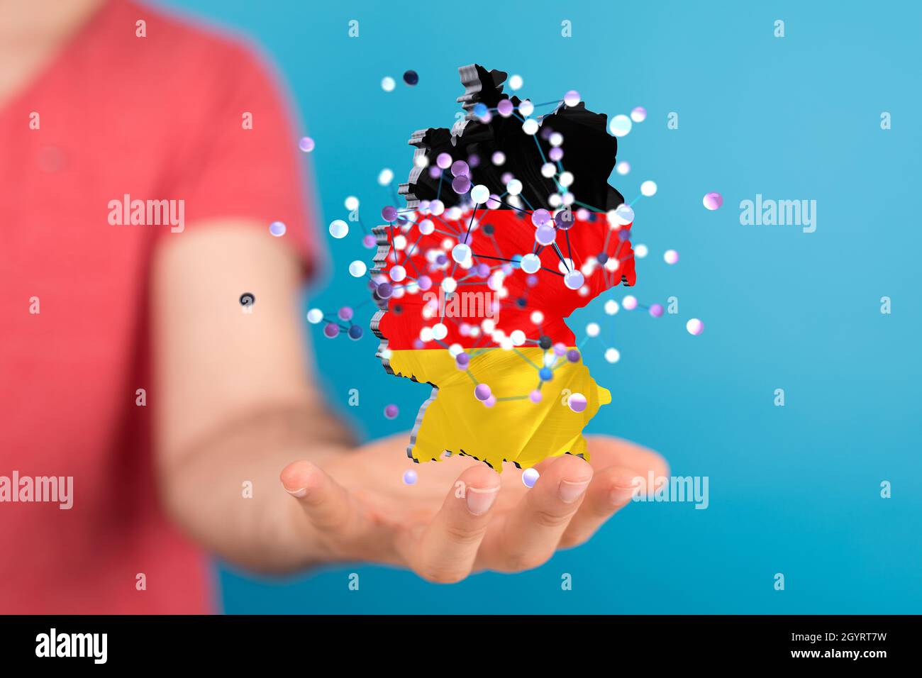 3d abstract of the map of Germany, internet and global connection ...