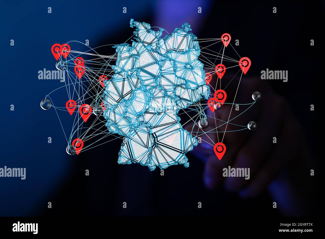 3d abstract of the map of Germany, internet and global connection ...