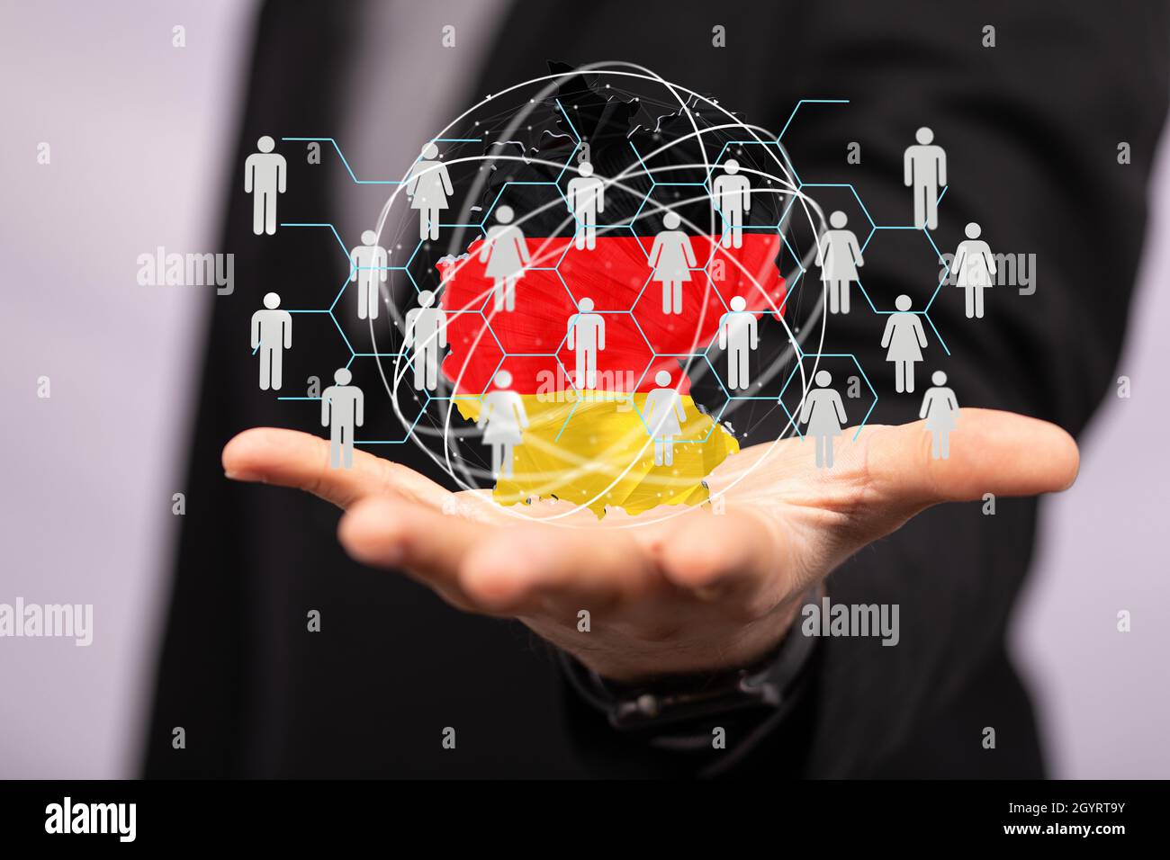 3d abstract of the map of Germany, internet and global connection ...