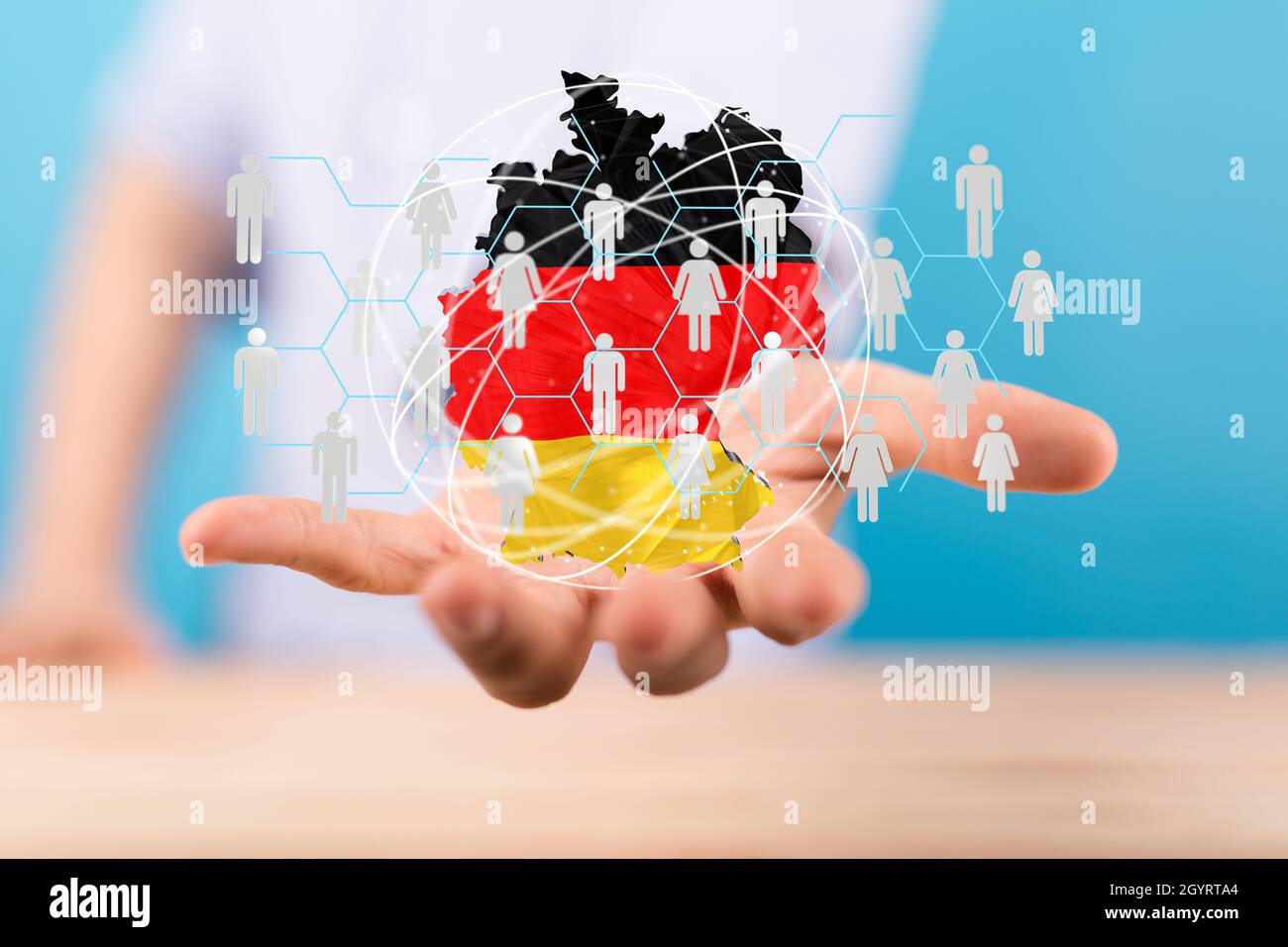 3d abstract of the map of Germany, internet and global connection ...