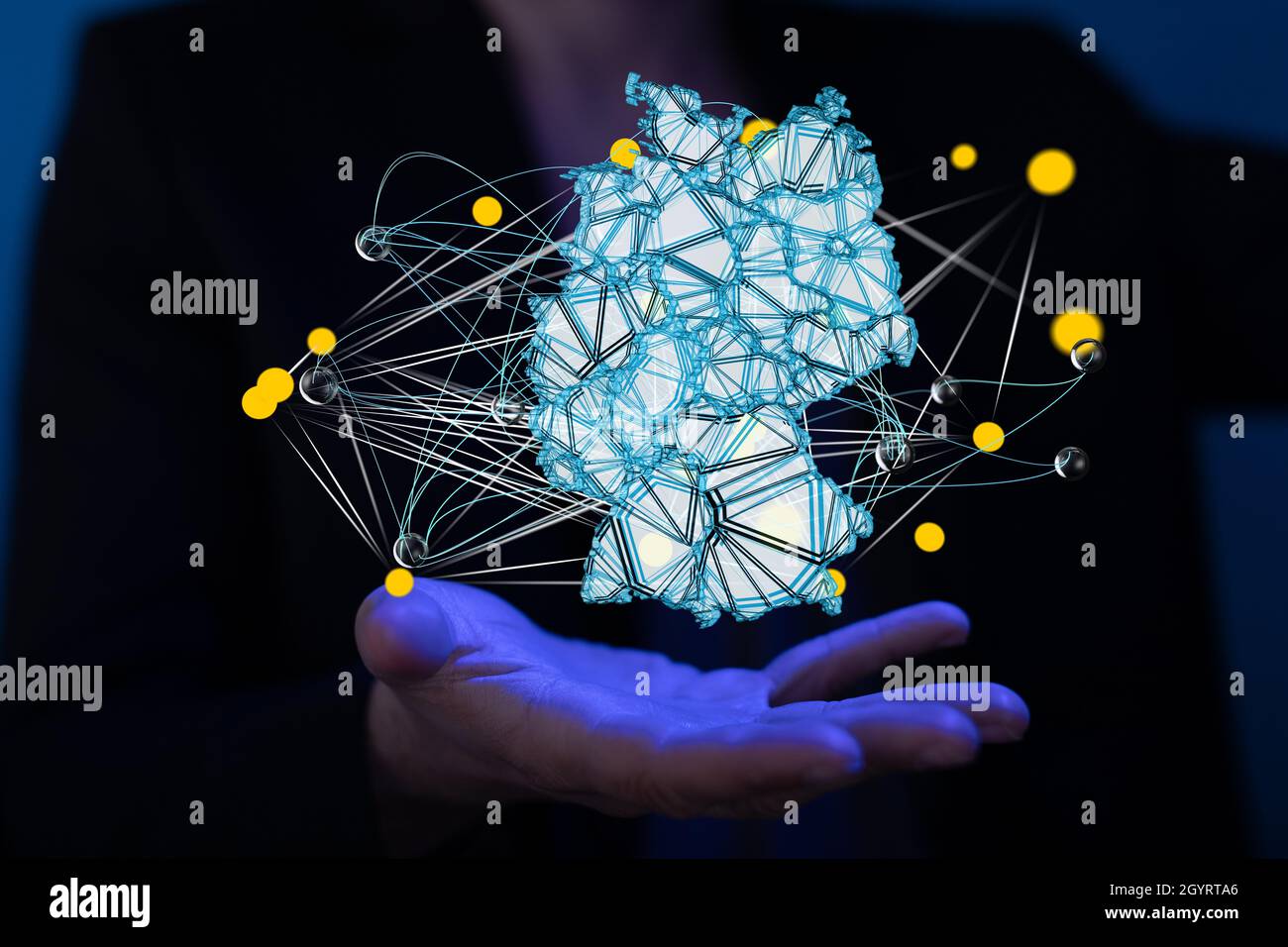 3d abstract of the map of Germany, internet and global connection ...