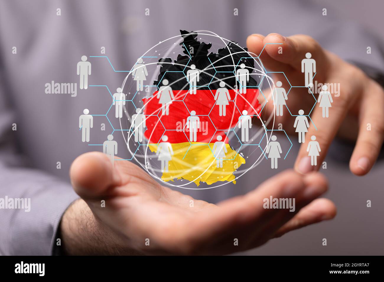 3d abstract of the map of Germany, internet and global connection ...