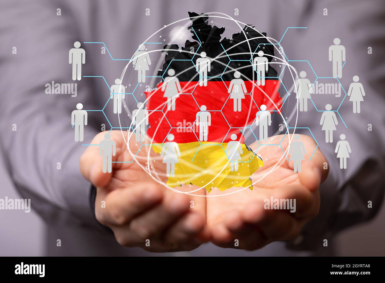 3d abstract of the map of Germany, internet and global connection ...