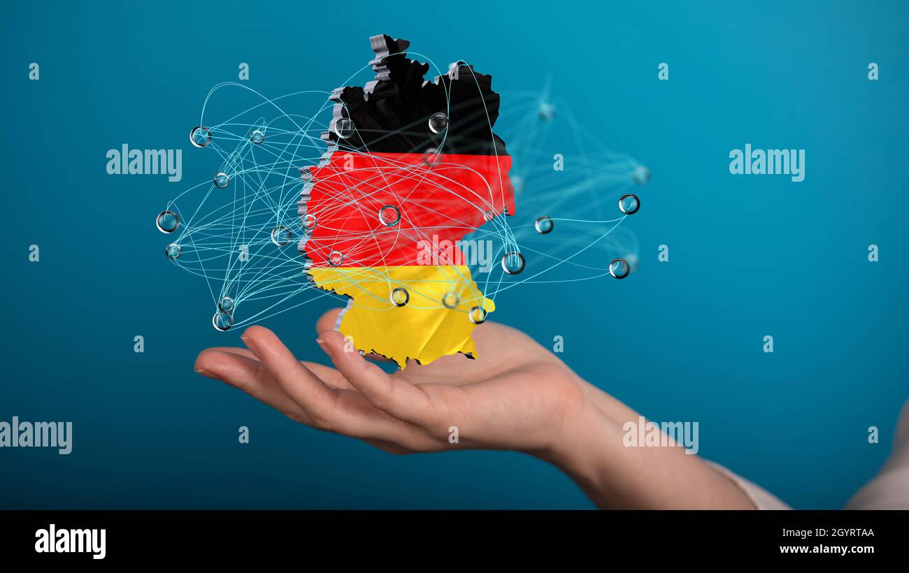 3d abstract of the map of Germany, internet and global connection ...