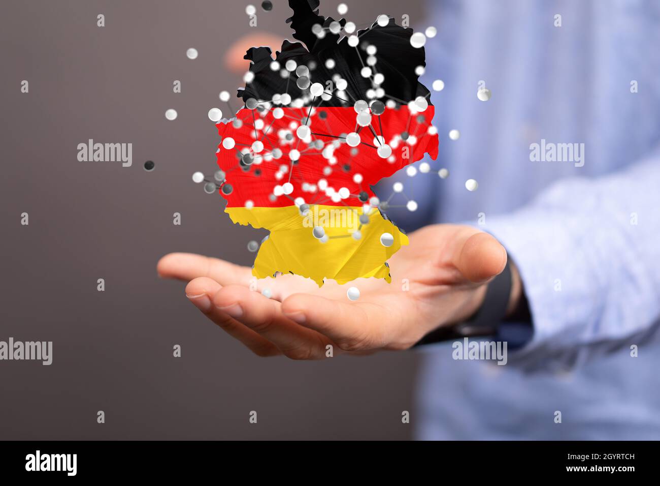 3d abstract of the map of Germany, internet and global connection ...