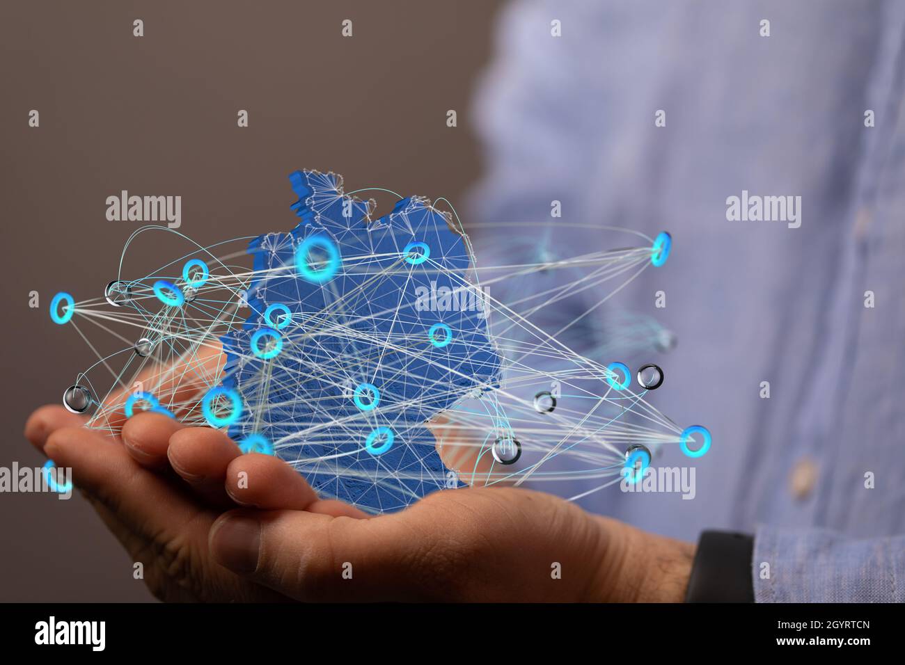 3d abstract of the map of Germany, internet and global connection ...