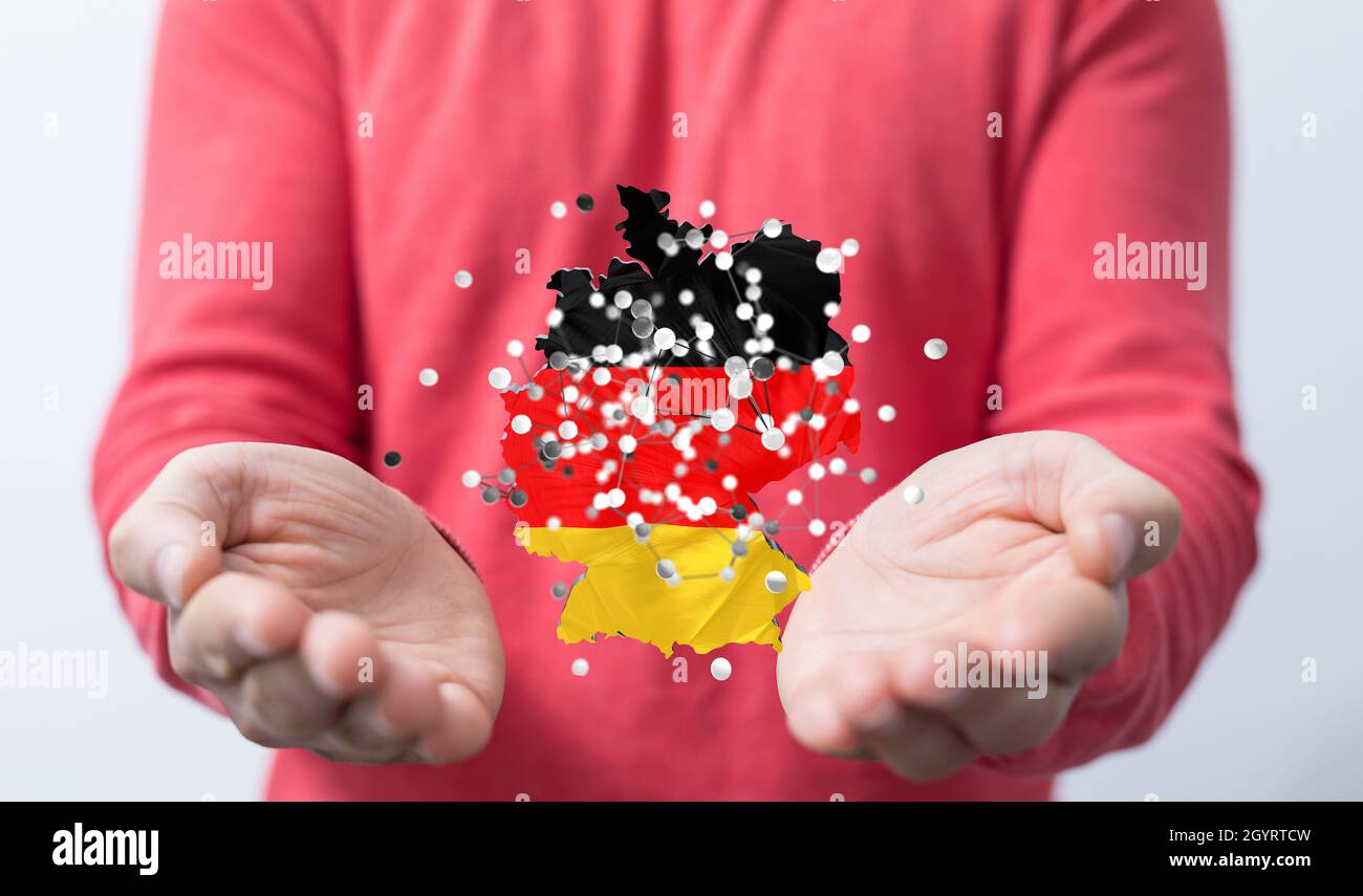 3d abstract of the map of Germany, internet and global connection ...